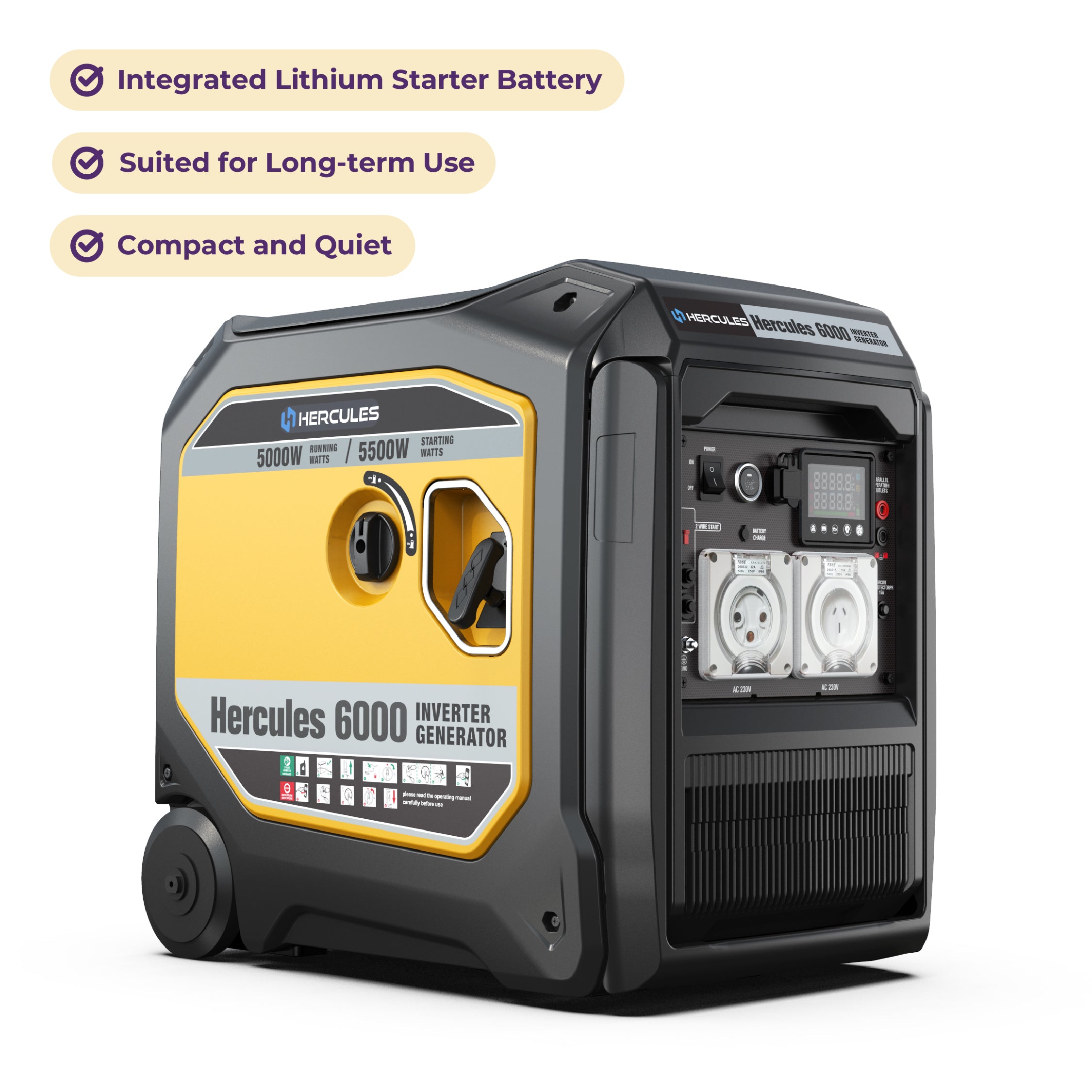 NEW Hercules 6000 Inverter Generator – Pure Sine Wave, Auto Start, Sol ...